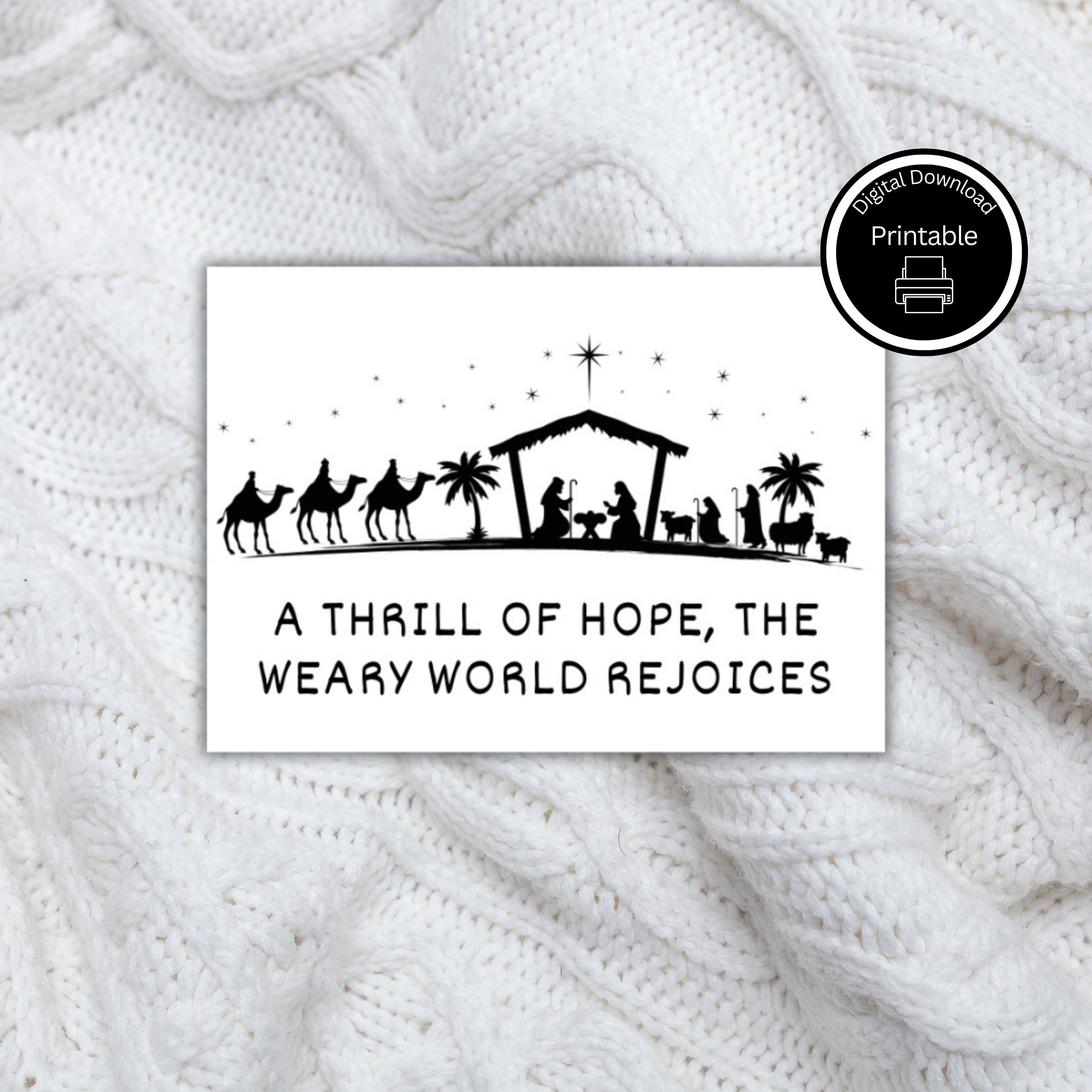 A Thrill of Hope the Weary World Rejoices, Bible Verse, Christmas Card ...