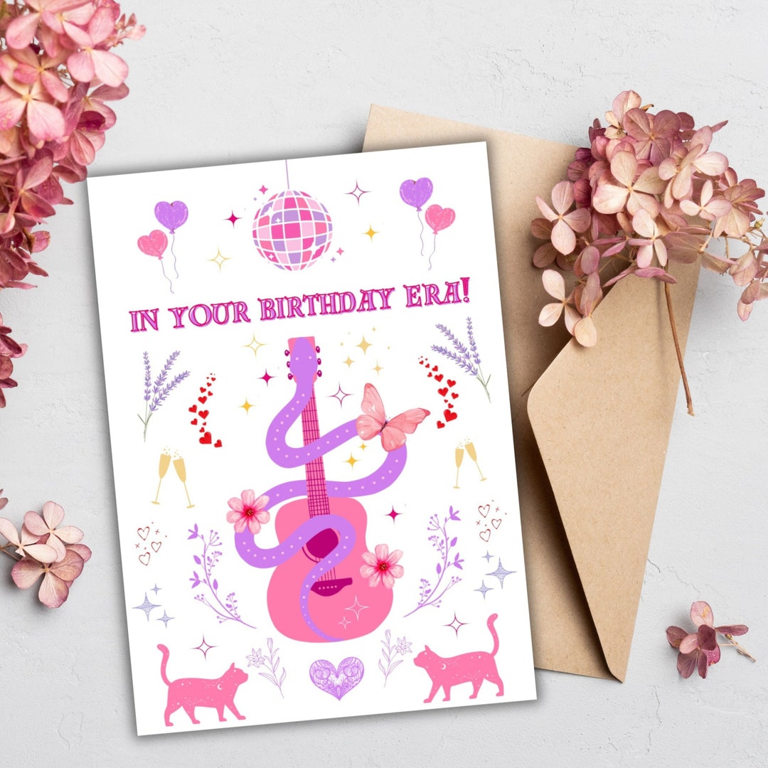 Taylor Birthday Swift Card, Birthday Card, Shimmer Eras Tour - Etsy