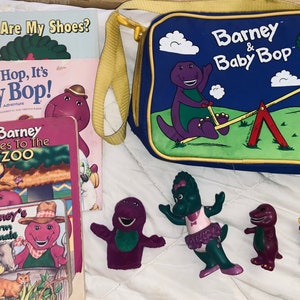 Barney Dinosaur and Baby Bop Suitcase Overnight Bag Lunch Box Books and ...
