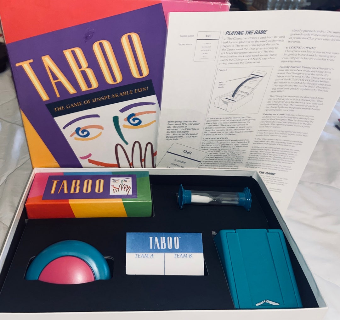 Taboo Board Game With Buzzer - “the Game of Unspeakable Fun!” 1989 NICE Party Game Family Night ...