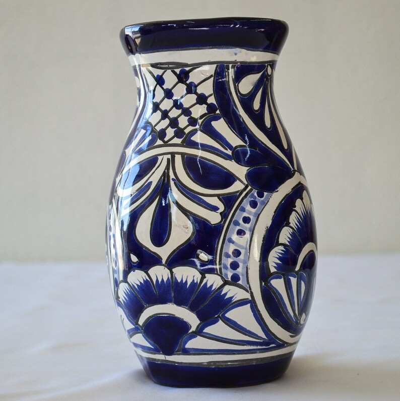 Elegant blue talavera vase | Etsy