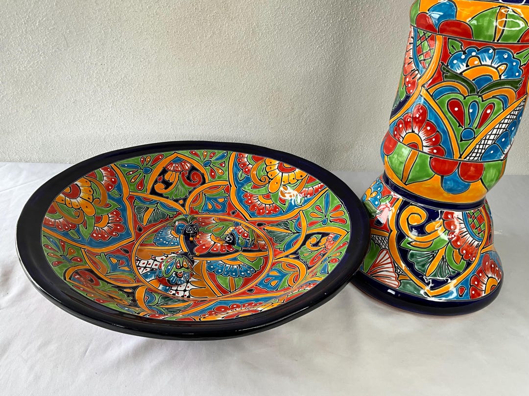 Talavera Mexicana. Baño Del Pájaro De Cerámica - Etsy