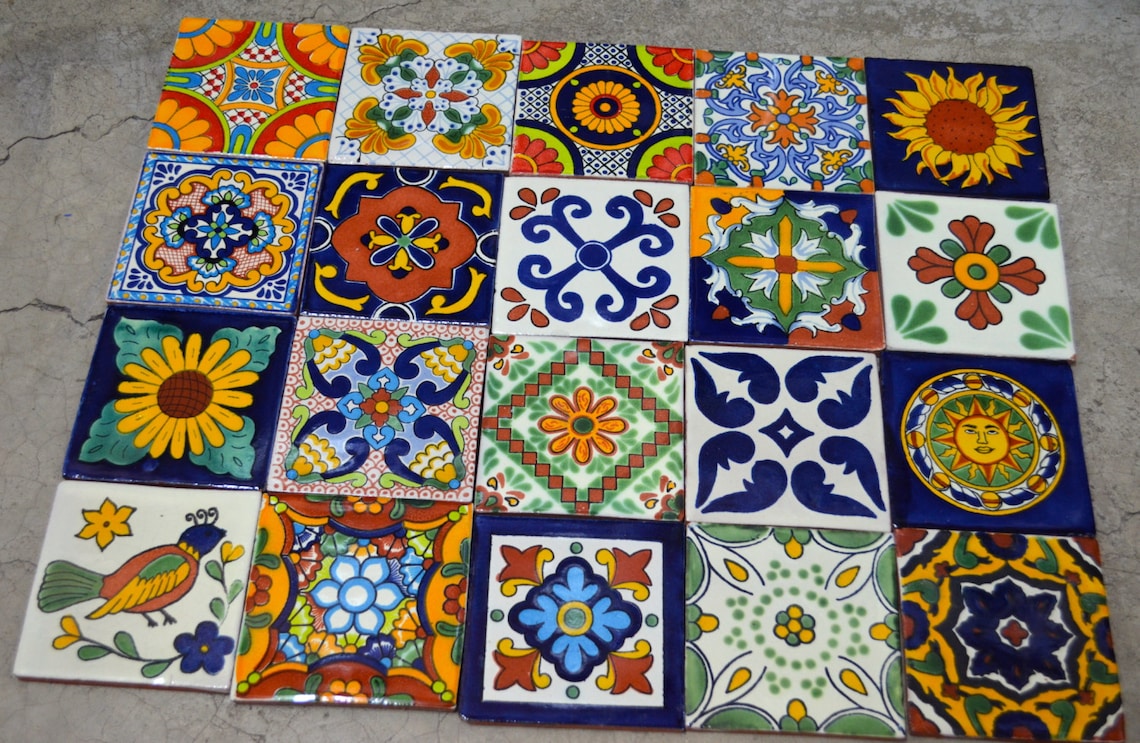 100 azulejos mexicanos mezclados 4x4 pulgadas tamaño | Etsy