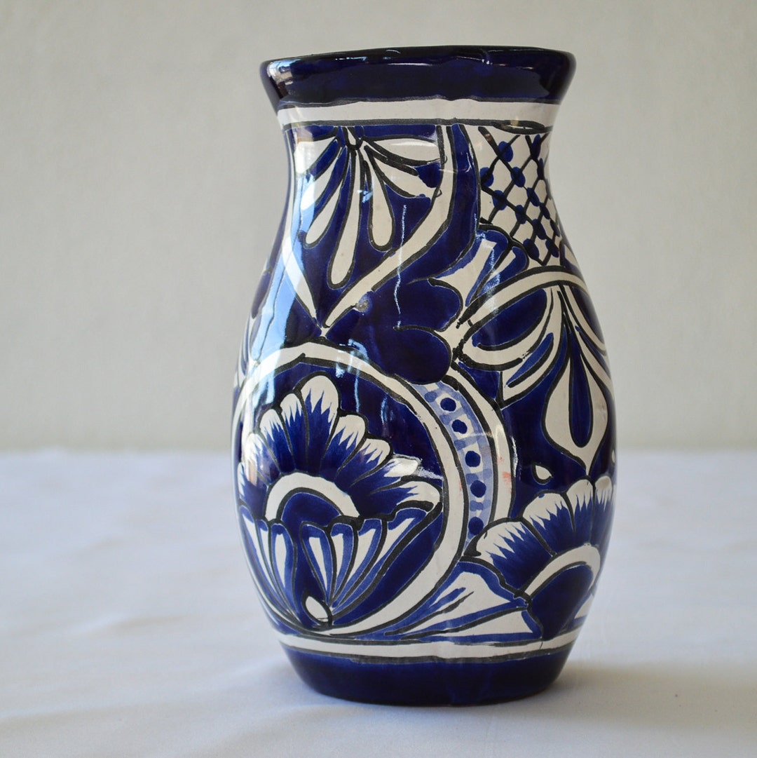 Elegant Blue Talavera Vase - Etsy