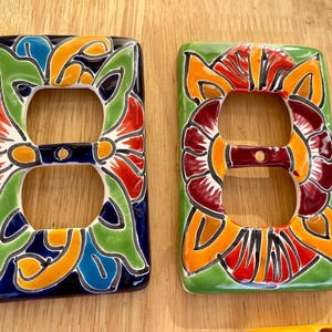 2 Talavera Mexican Pottery Outlet Covers: Hand-painted Wall Art (3" X 5 ...