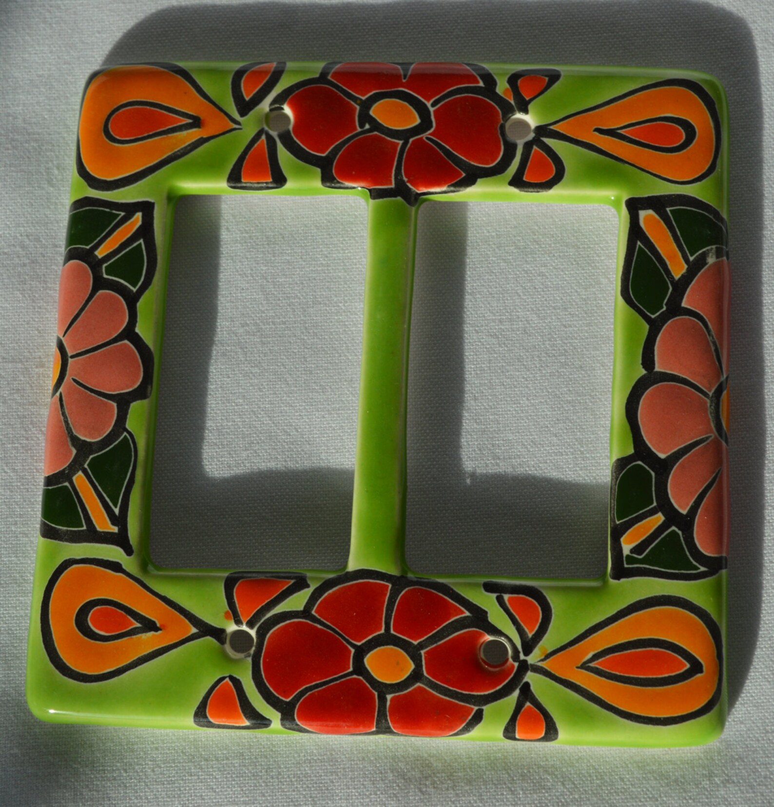 3 Mexican Talavera Pottery Double Light Switch Covers: Hand Painted - Etsy