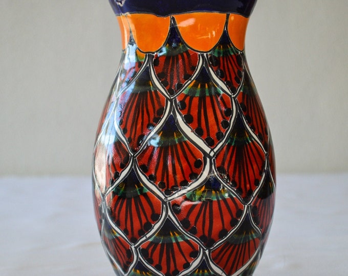 Elegant Blue Talavera Vase | Etsy