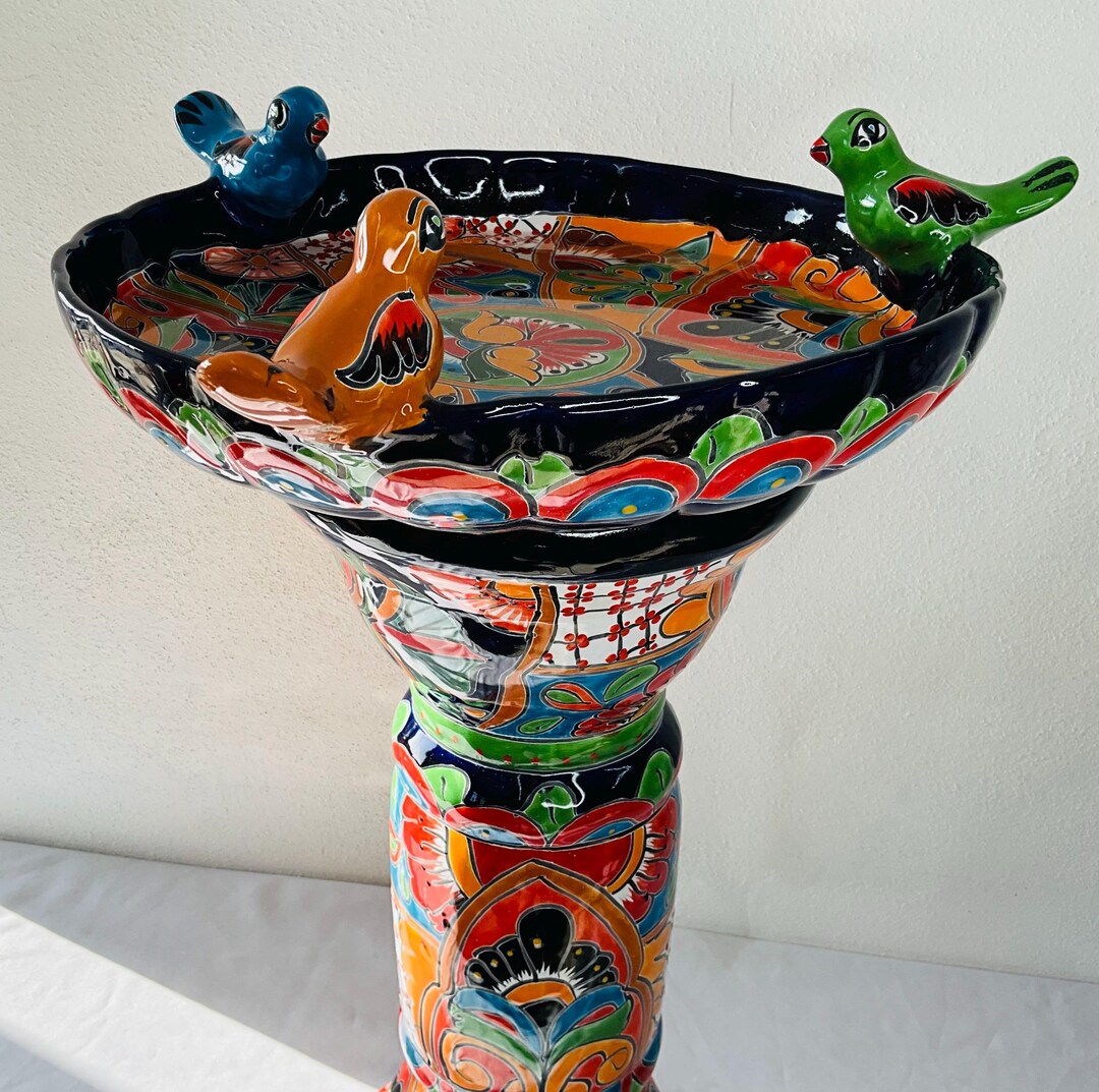 Talavera Mexicana. Baño Del Pájaro De Cerámica - Etsy