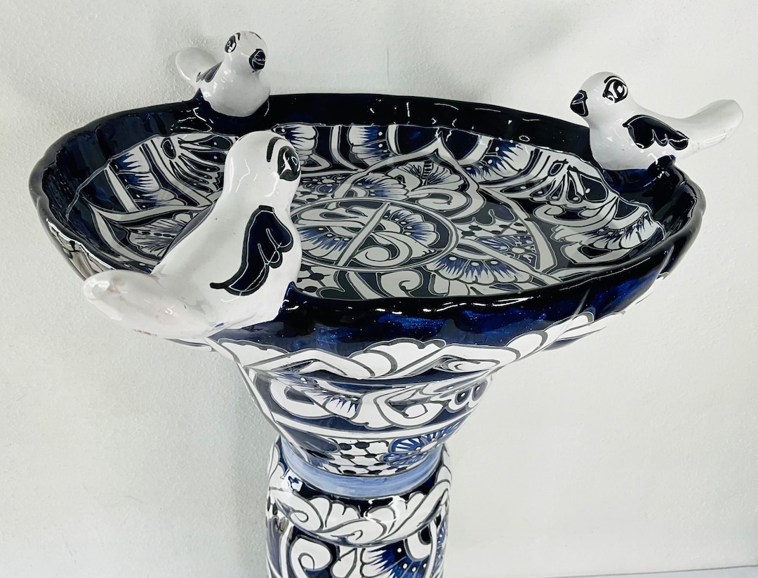 Talavera Mexicana. Baño Del Pájaro De Cerámica - Etsy