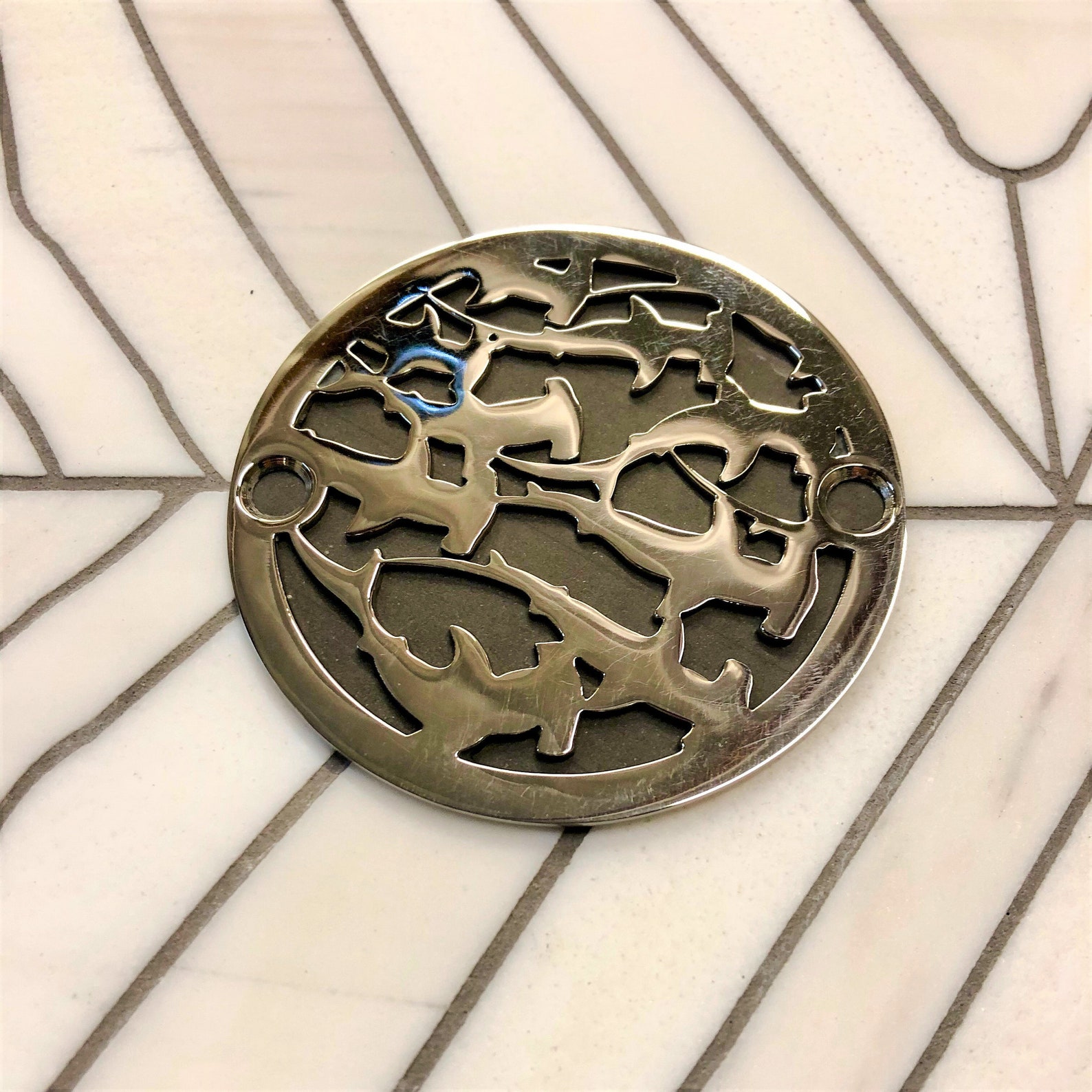 Round Shower Drain, 3.25 Inch Drain Cover, Sharks by Designer Drains - Etsy