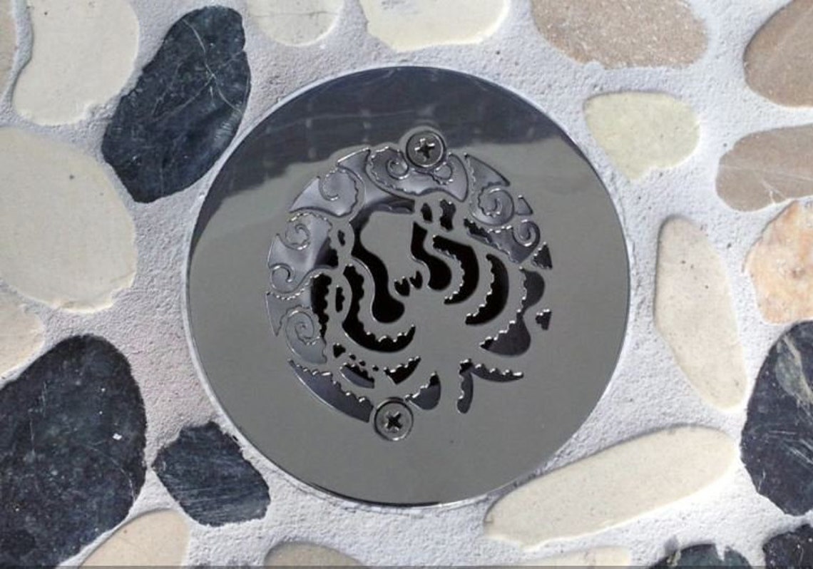 Shower Drain Cover 4.25 Inch Round Octopus Design by - Etsy