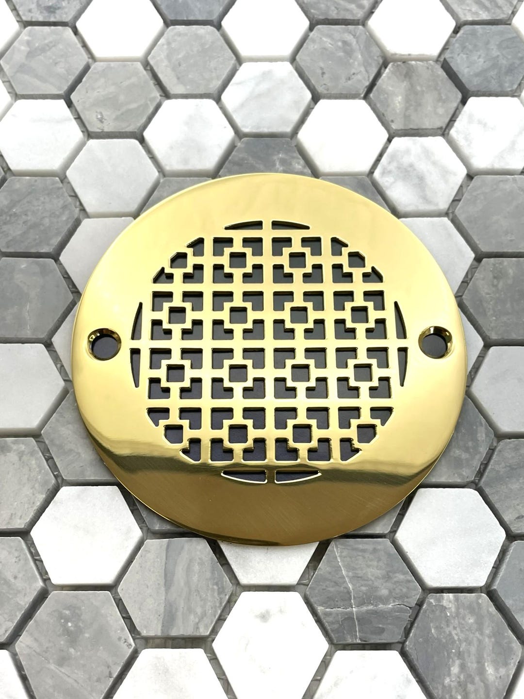Round Shower Drain, 4 Inch Round, Geometric Squares No. 1 Design by ...