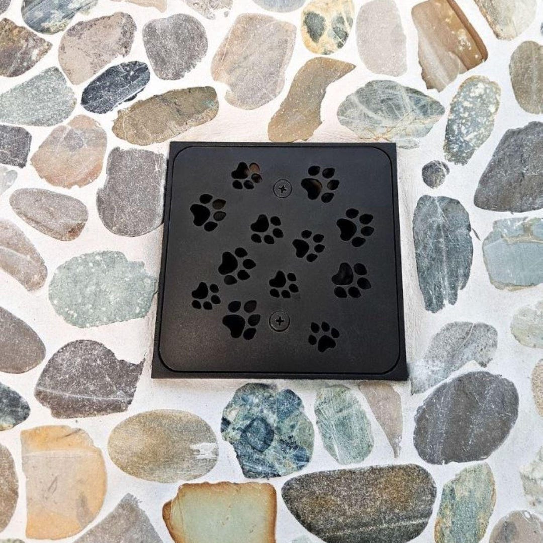 Dog Paw Shower Drain Cover – Oil Rubbed Bronze Square Decorative Drain ...
