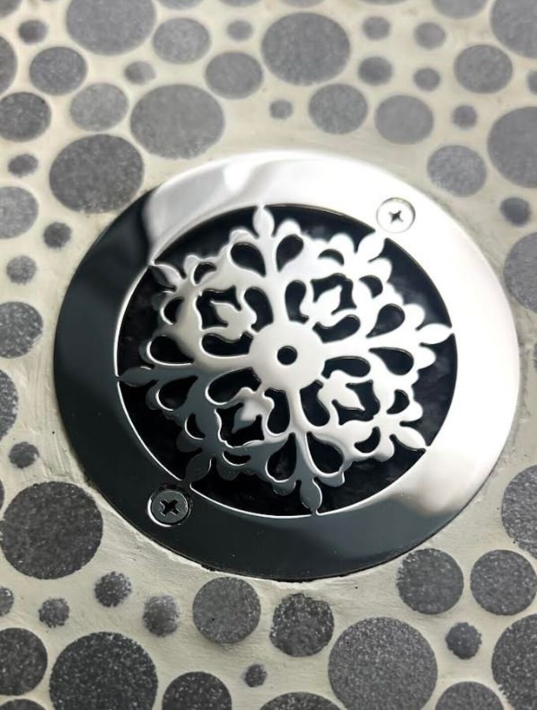 Shower Drain, 4 Inch Round Drain Cover, Motif No. 7, by Designer Drains ...