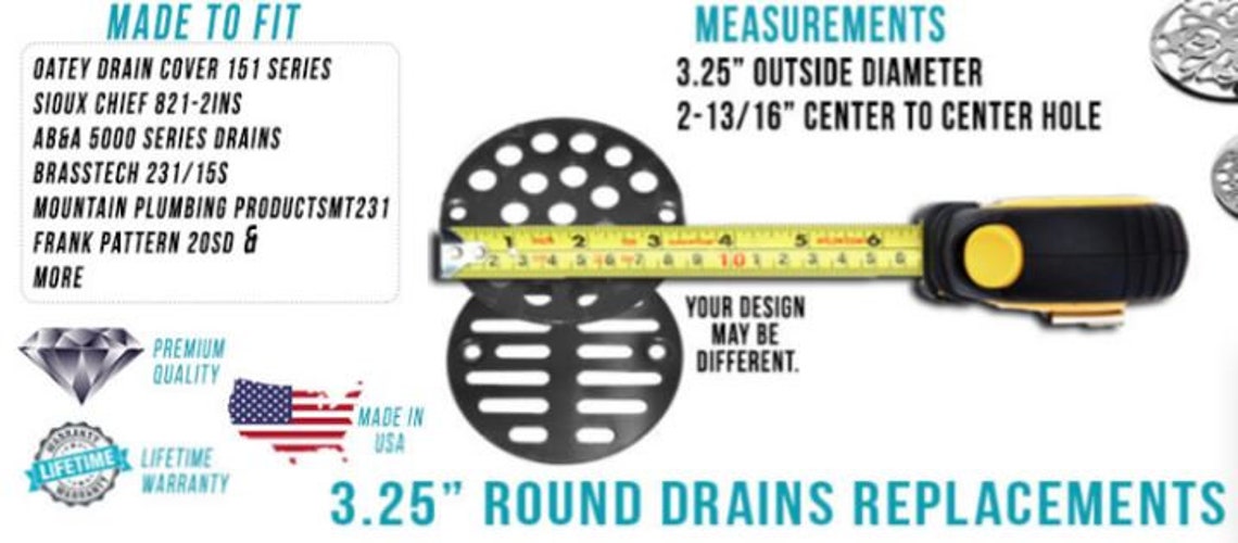 3.25 Inch Round Shower Drain Cover Geometric No. 6 Design by - Etsy
