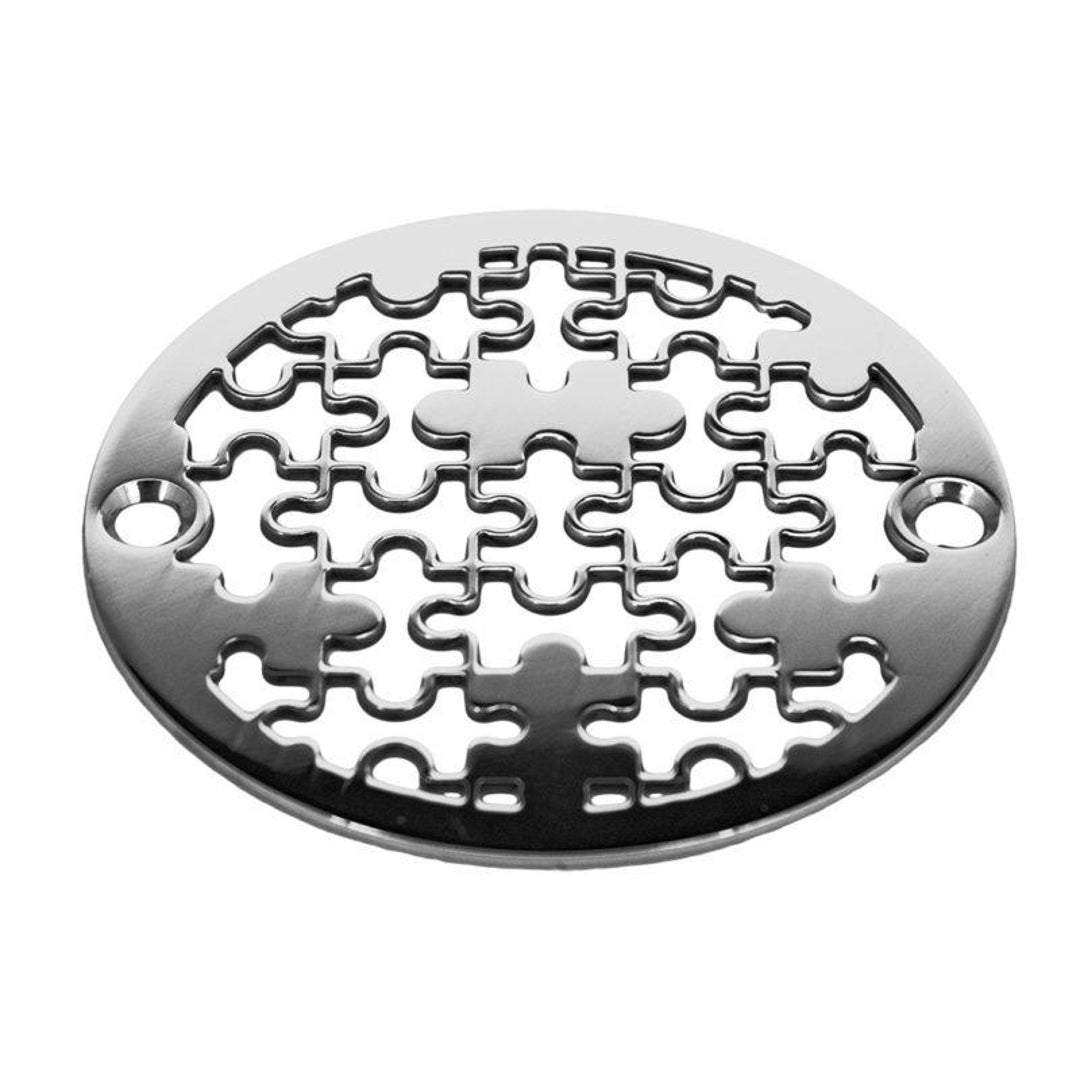 Decorative Puzzle Shower Drain Cover - 3.25" Round, 304 Stainless Steel ...