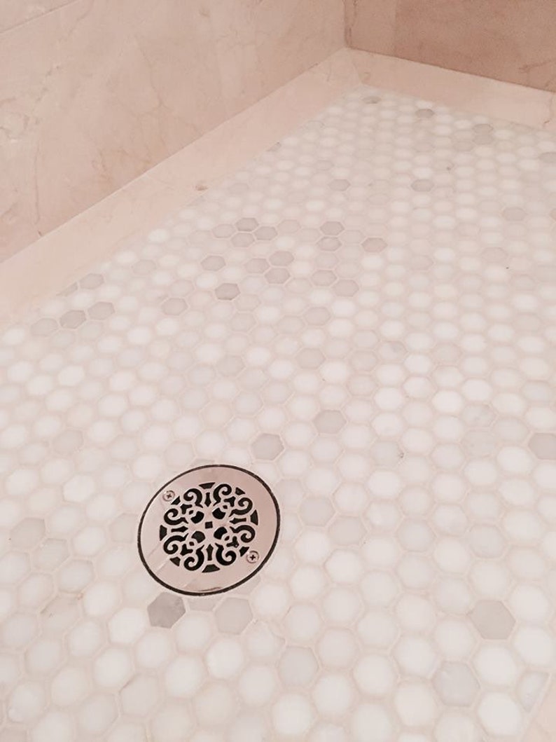 Round Shower Drain Cover 4 Inch Diameter Classic Scrolls - Etsy