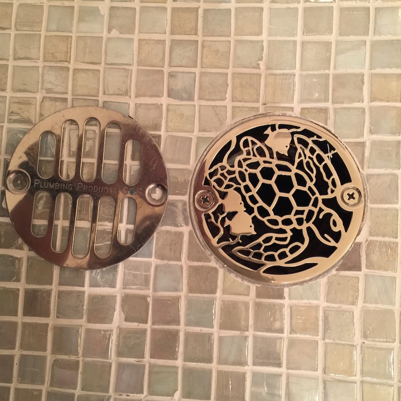 3.25 Round Shower Drain Designer Drains Turtle Drain - Etsy