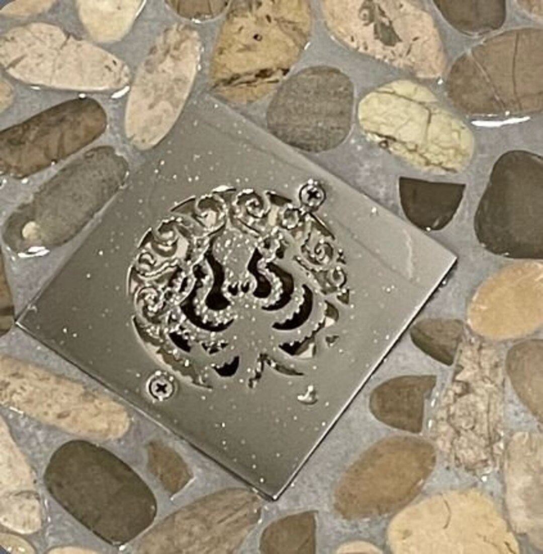 4 Inch Square Shower Drain Cover, Octopus Design - Etsy