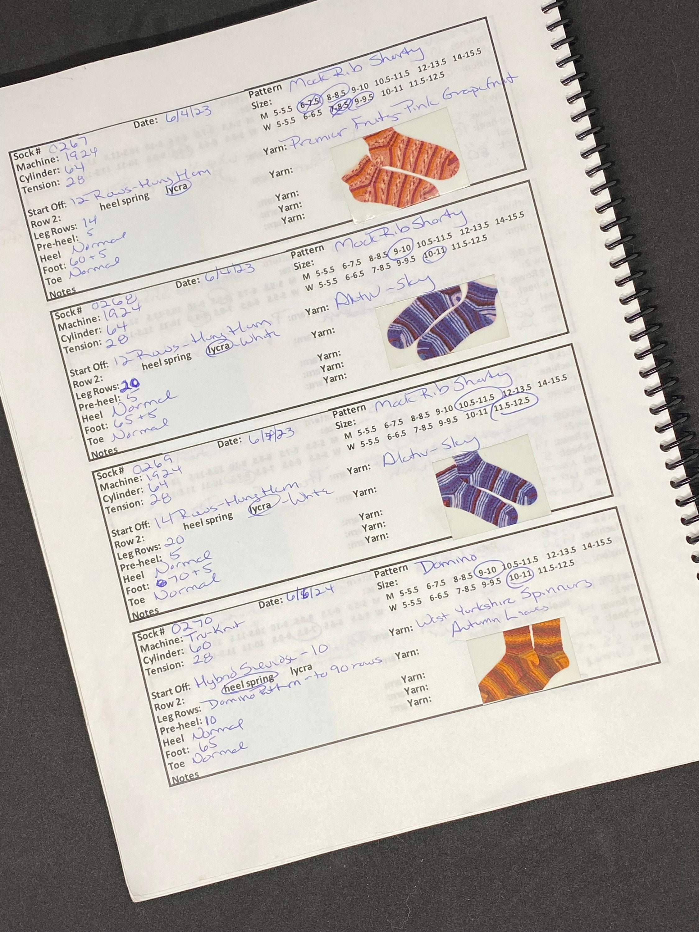 CSM Circular Sock Machine Sock Log Tracking Book - Etsy
