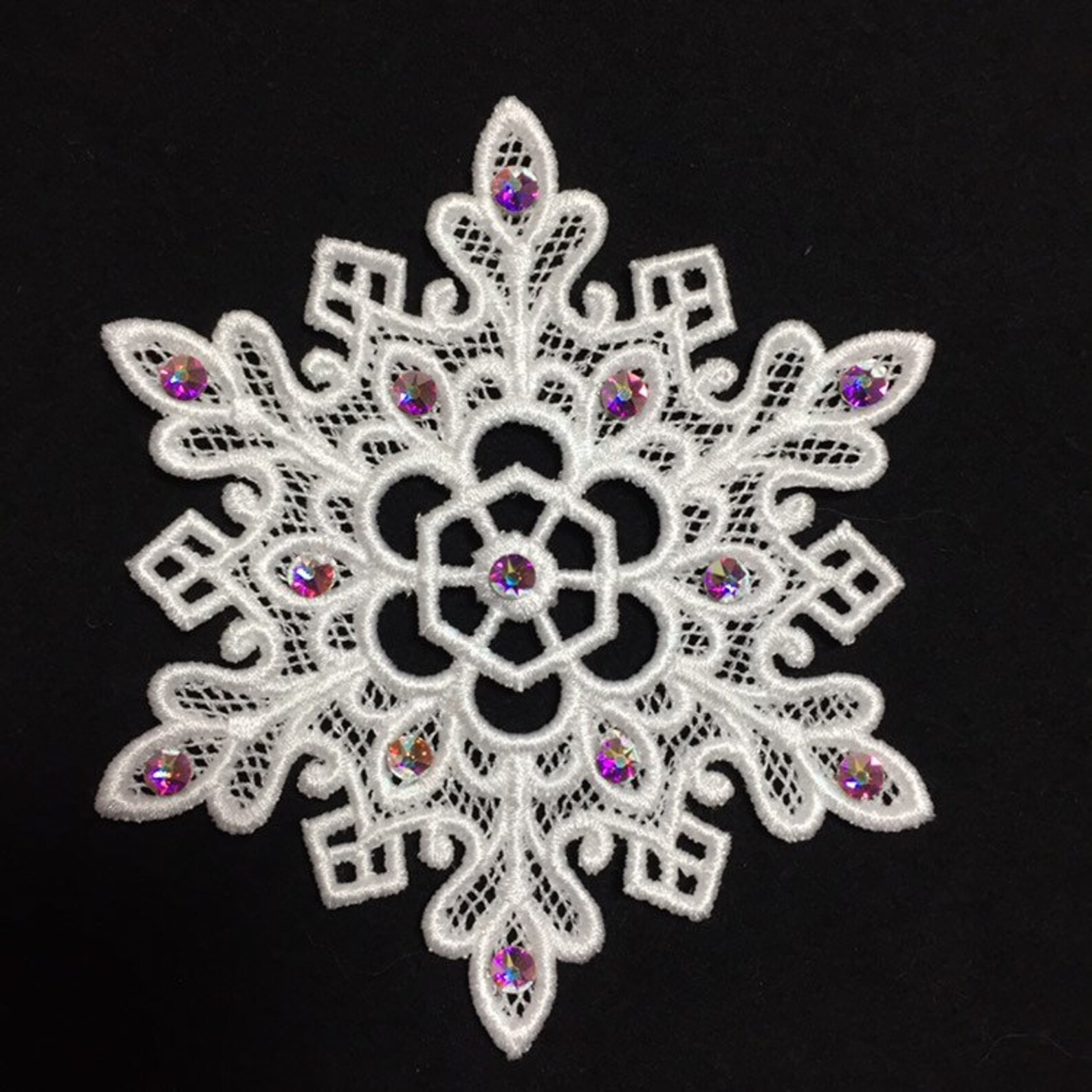 Snowflake Ornament Lace Swirl Free Standing Lace Embroidery - Etsy