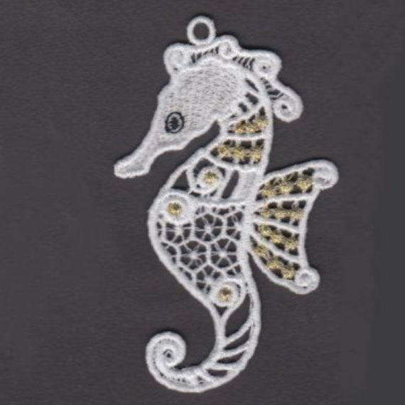 Seahorse Nautical Free Standing Lace Embroidery - Etsy