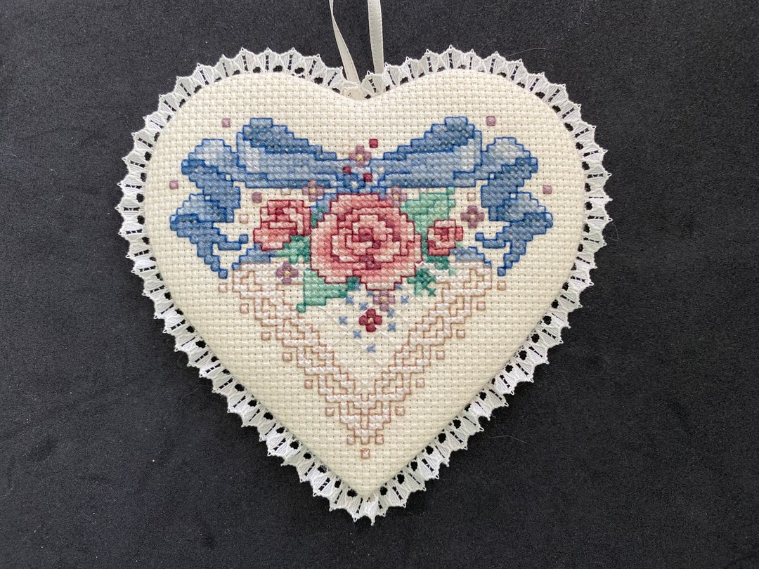 Cross Stitch Heart Ornament Hardanger Embroidery - Etsy