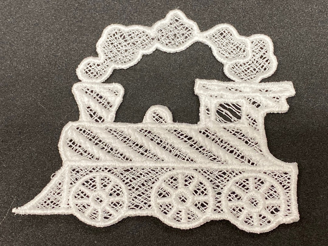 Train Embroidered Free Standing Lace - Etsy