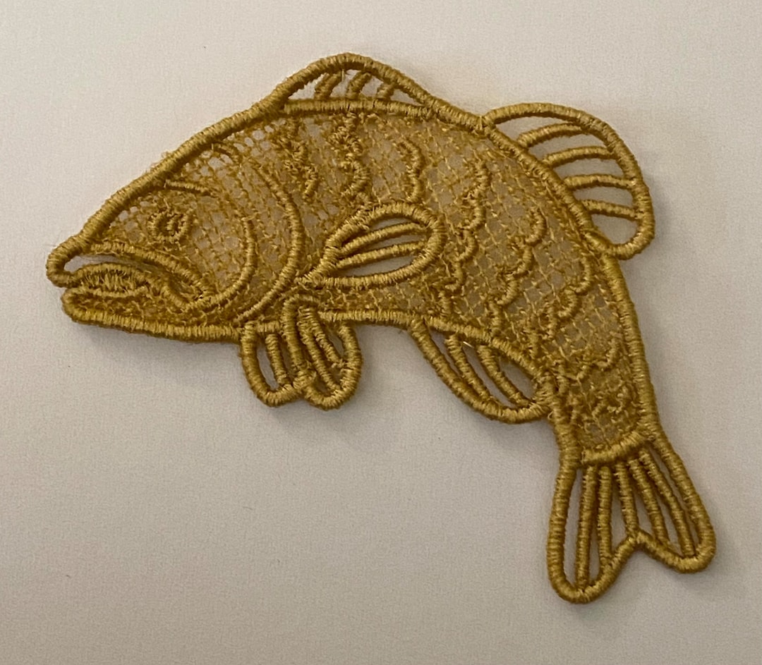 Fish Fishing Lace Embroidery Free Standing Ornament - Etsy
