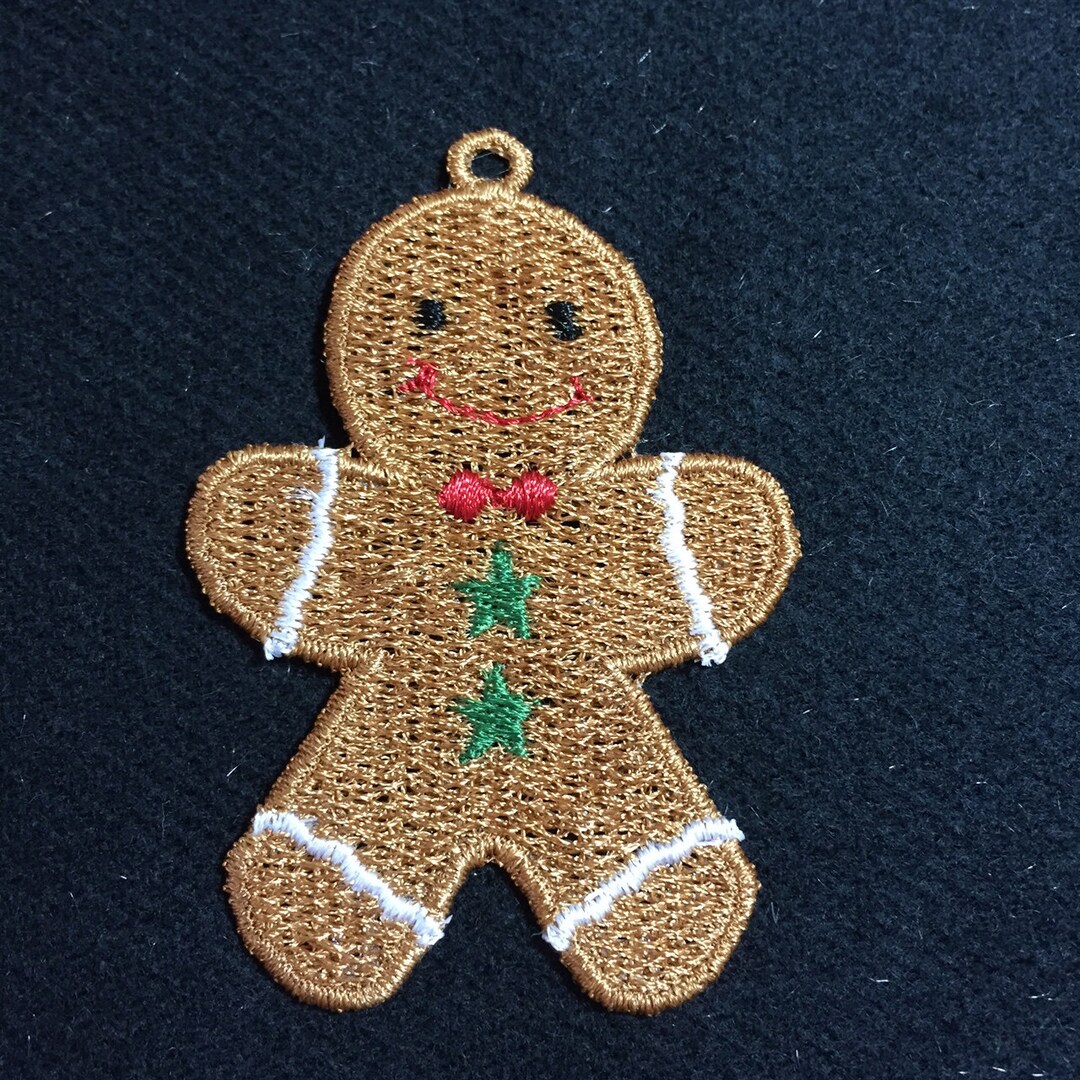 Gingerbread Man Embroidered Free Standing Lace - Etsy
