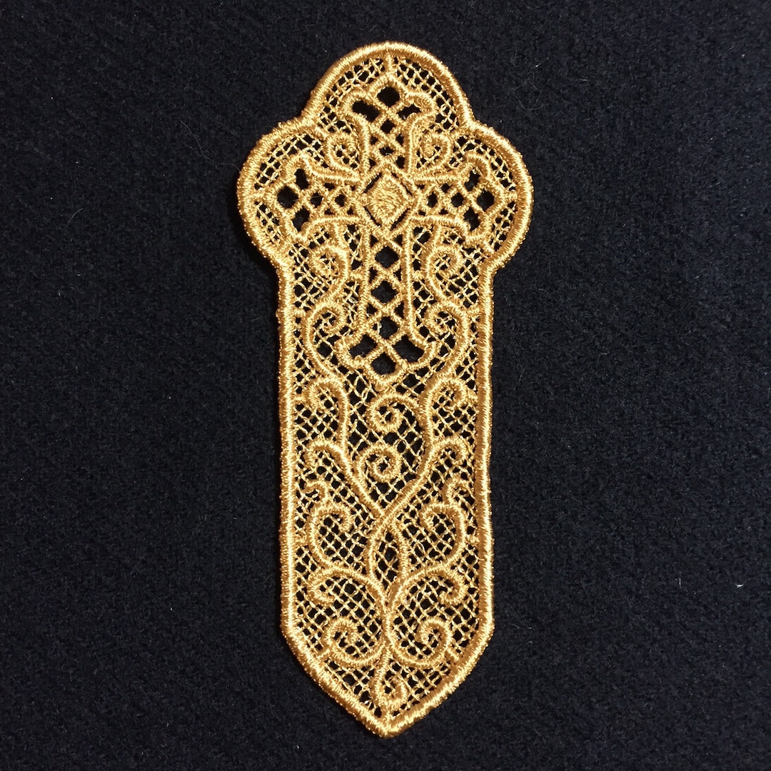 Cross Swirl Bookmark Lace Embroidery Free Standing - Etsy