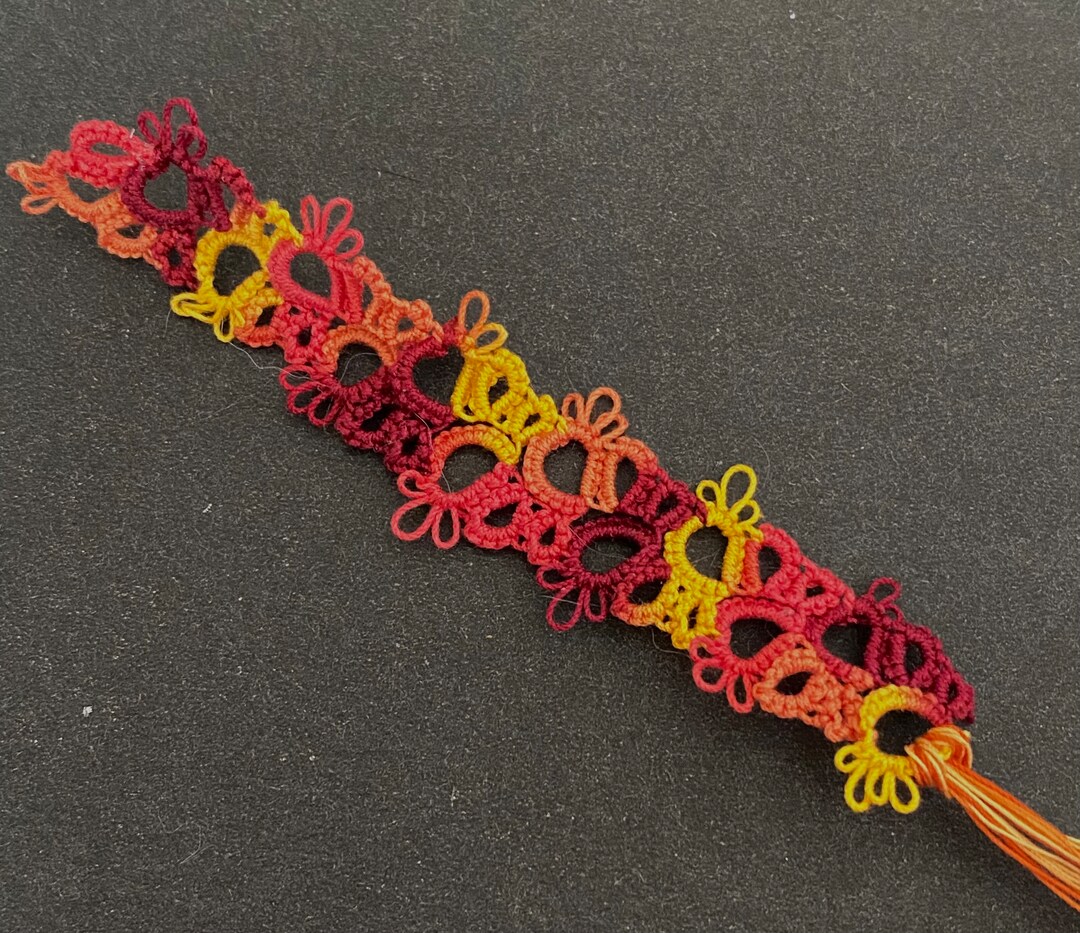 Tatted FALLING LEAVES Bookmark Handmade - Etsy