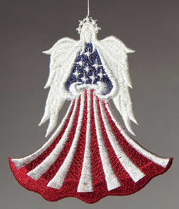 Angel Flag Patriotic Lace Embroidery Free Standing - Etsy