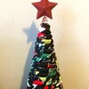 Year Round Fabric Small Tabletop Christmas Fabric Wrapped Coiled Tree ...