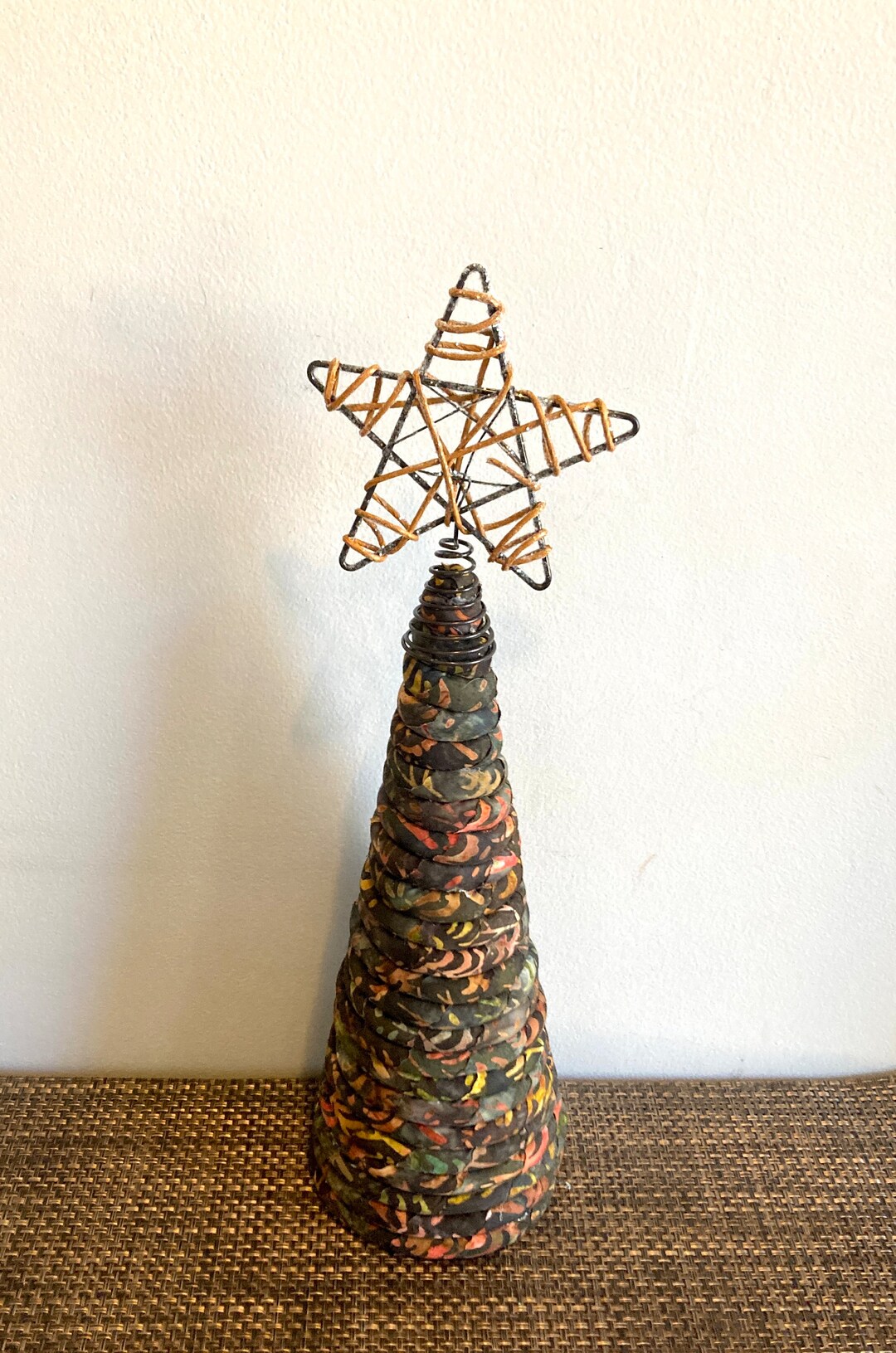 Year Round Fabric Small Tabletop Christmas Fabric Wrapped Coiled Tree ...