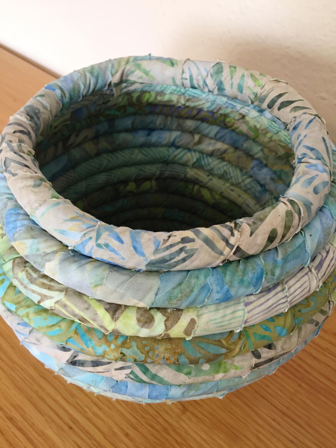 Batik Fabric Coiled Basket Pot - Etsy
