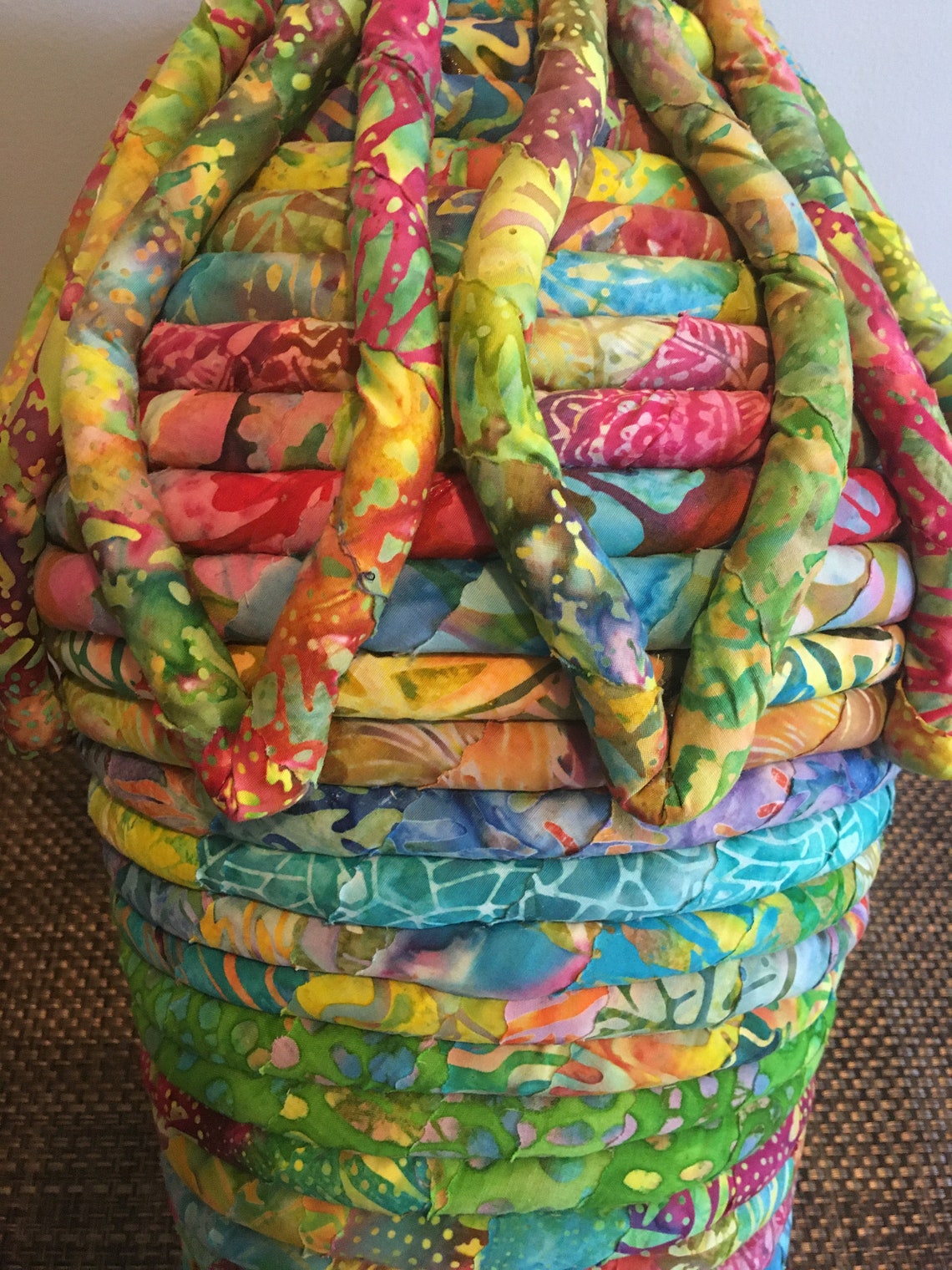 Batik Fabric Coiled Basket Pot - Etsy