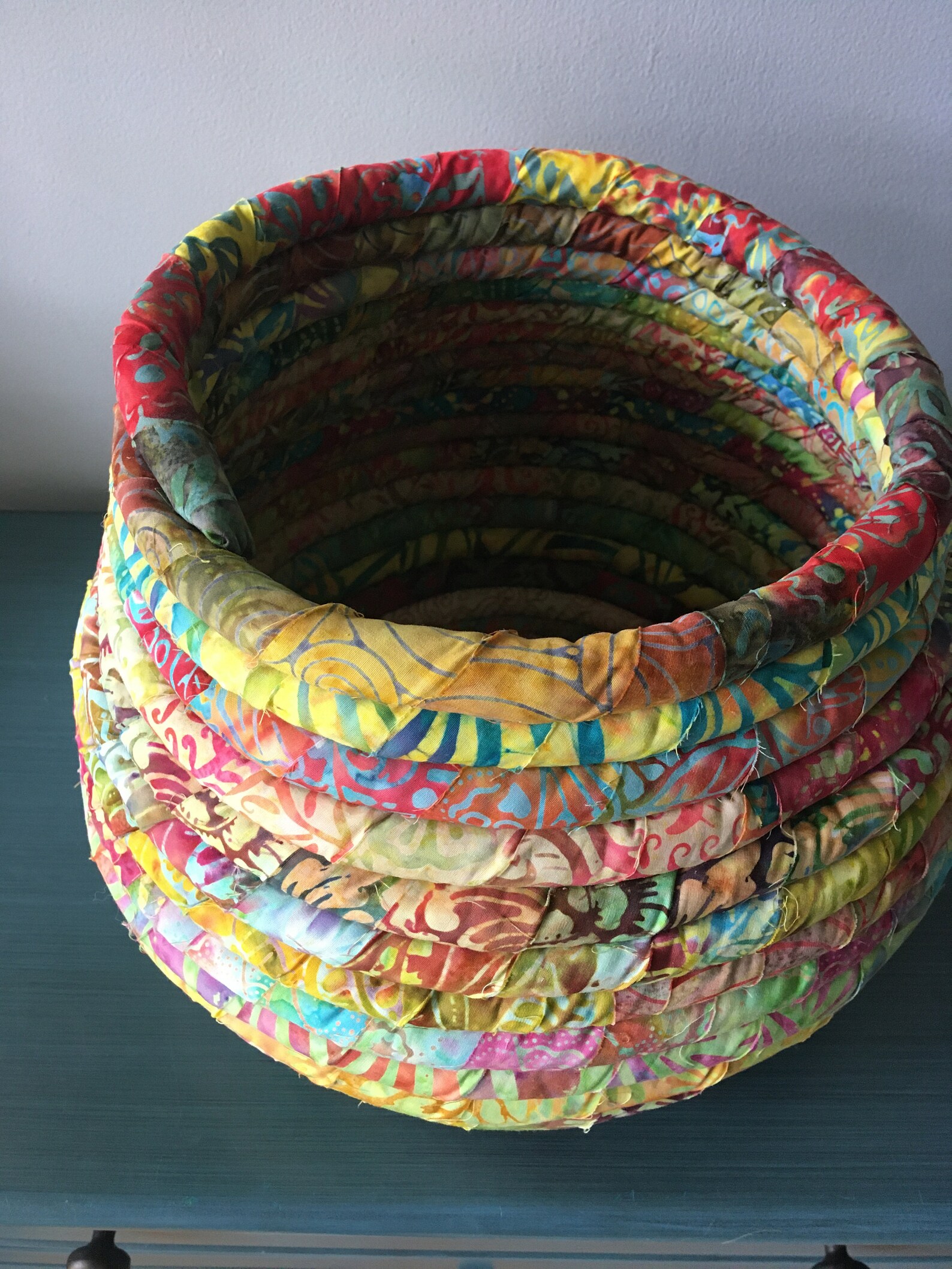 Coiled Batik Fabric Basket/Pot | Etsy