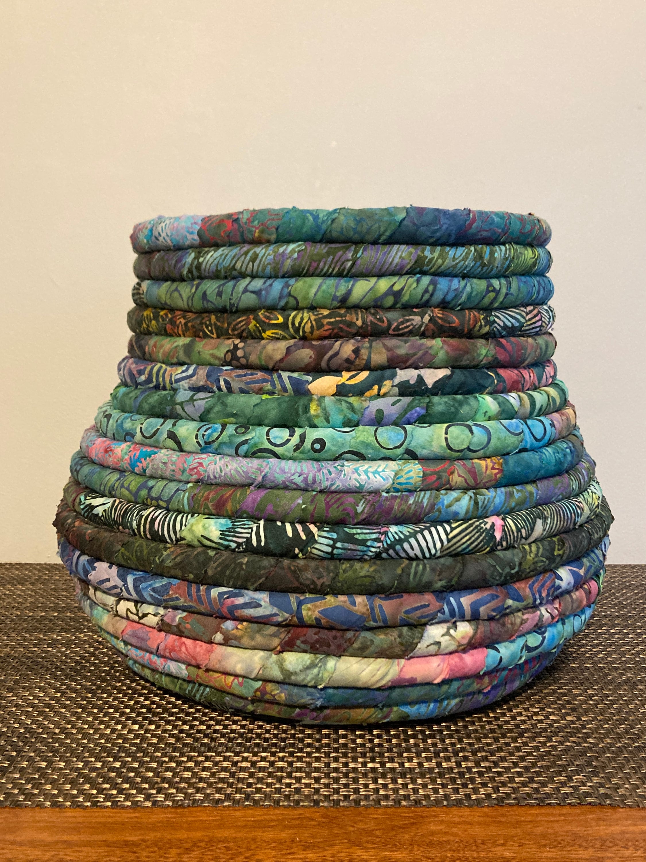 Large Round Batik Fabric Coiled Basket Pot - Etsy