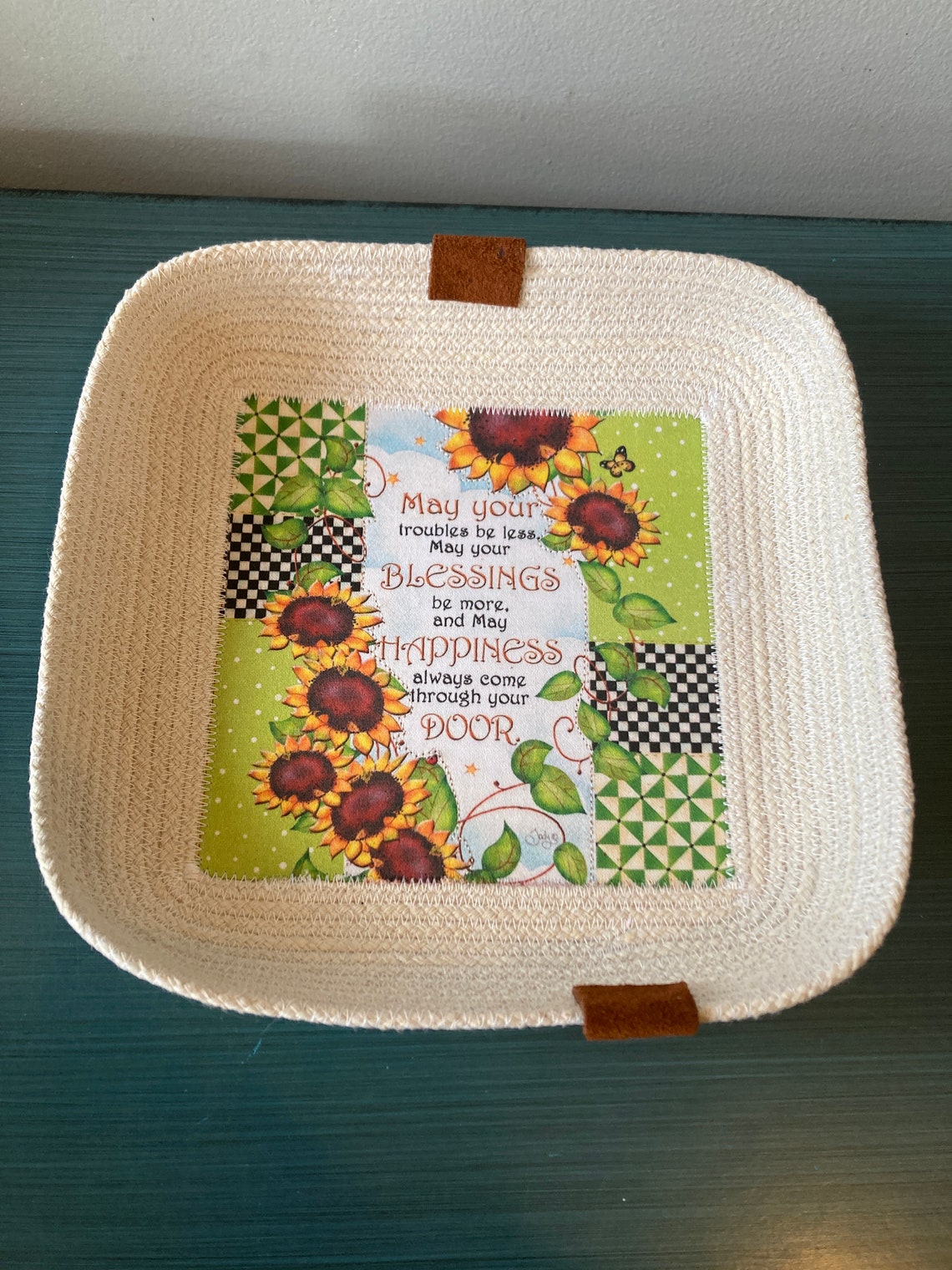 Square Cotton Clothesline Basket With Fabric Panel Cork Bottom - Etsy