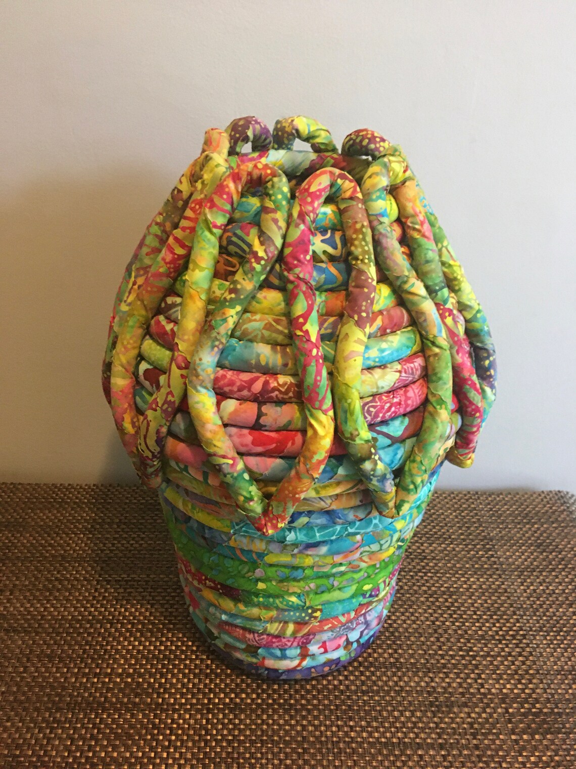 Batik Fabric Coiled Basket Pot - Etsy