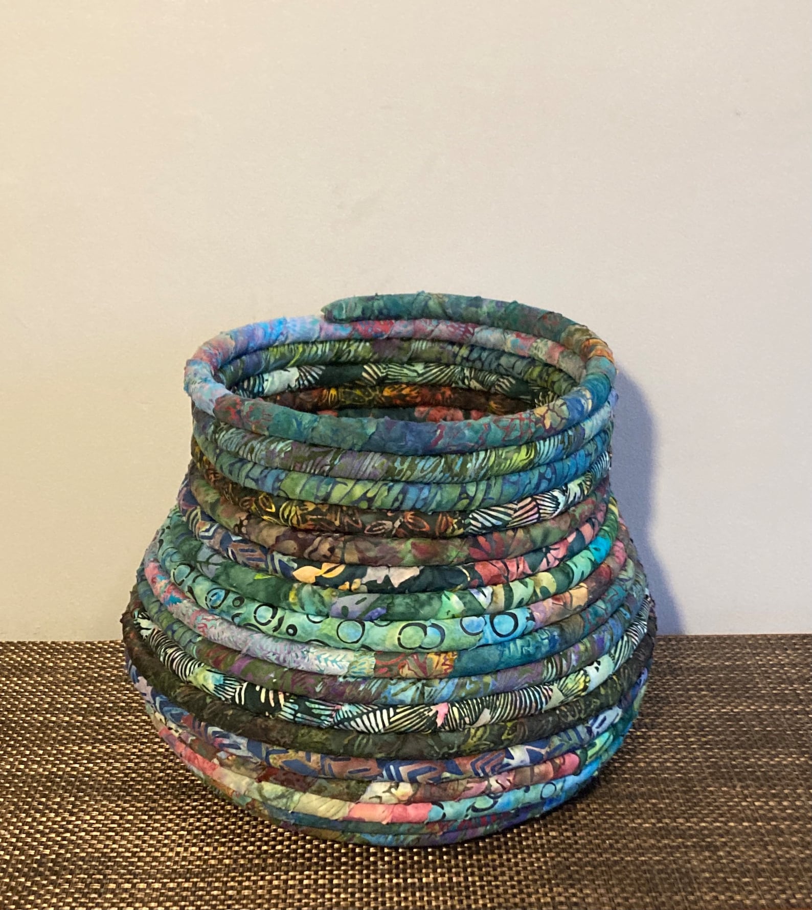 Large Round Batik Fabric Coiled Basket Pot - Etsy