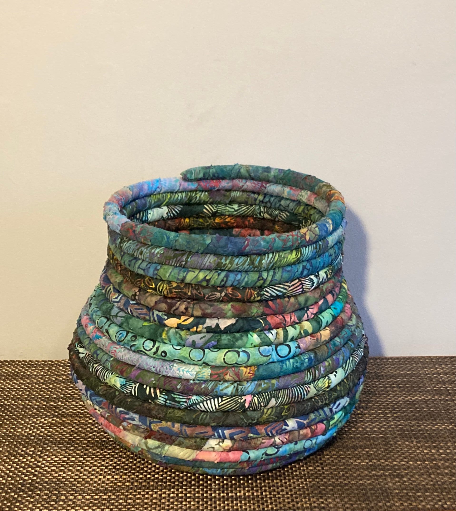 Large Round Batik Fabric Coiled Basket Pot - Etsy