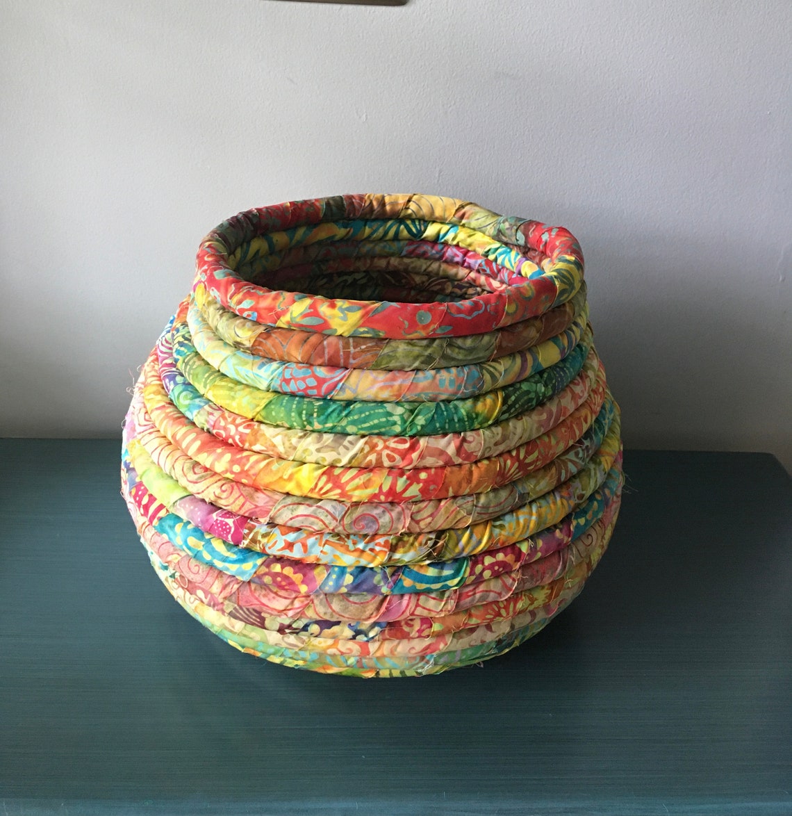 Coiled Batik Fabric Basket/pot - Etsy
