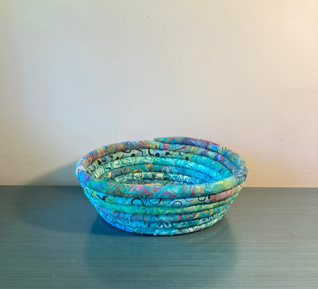 Batik Fabric Wrapped Rope Coiled Baskets - Etsy