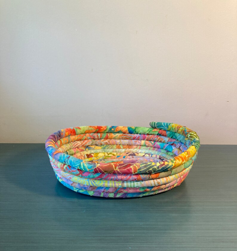 Small Oval Batik Fabric Wrapped Coiled Basket - Etsy