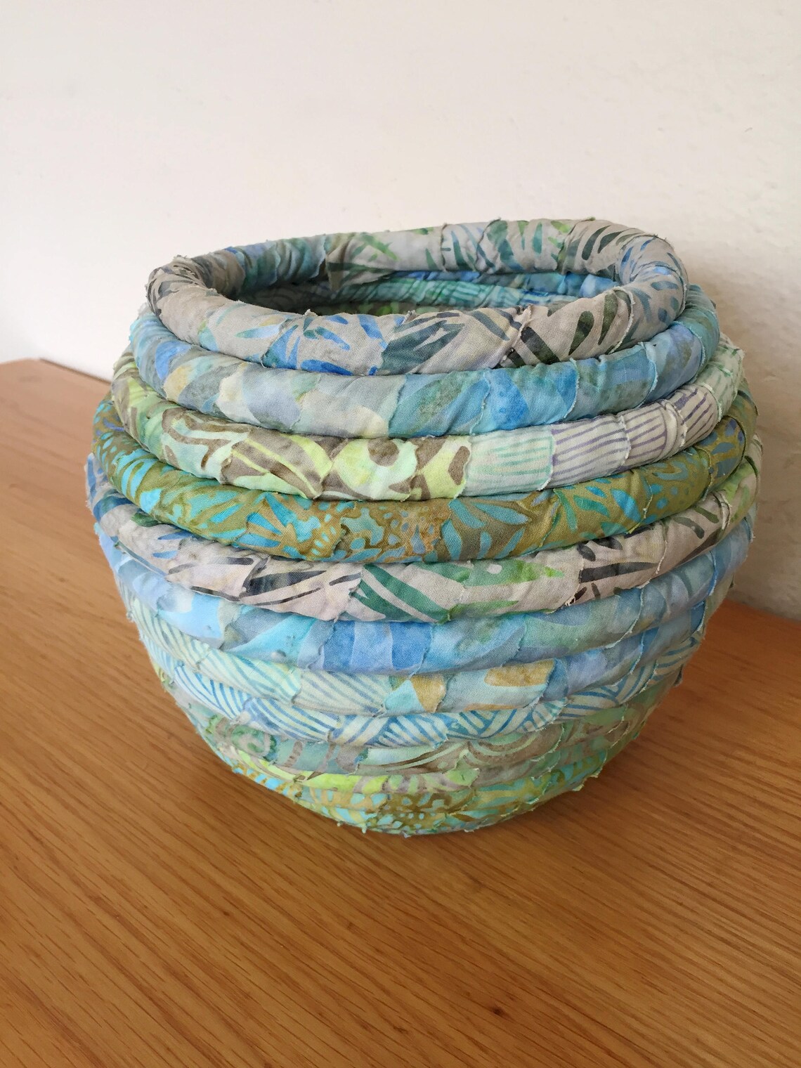 Batik Fabric Coiled Basket Pot - Etsy
