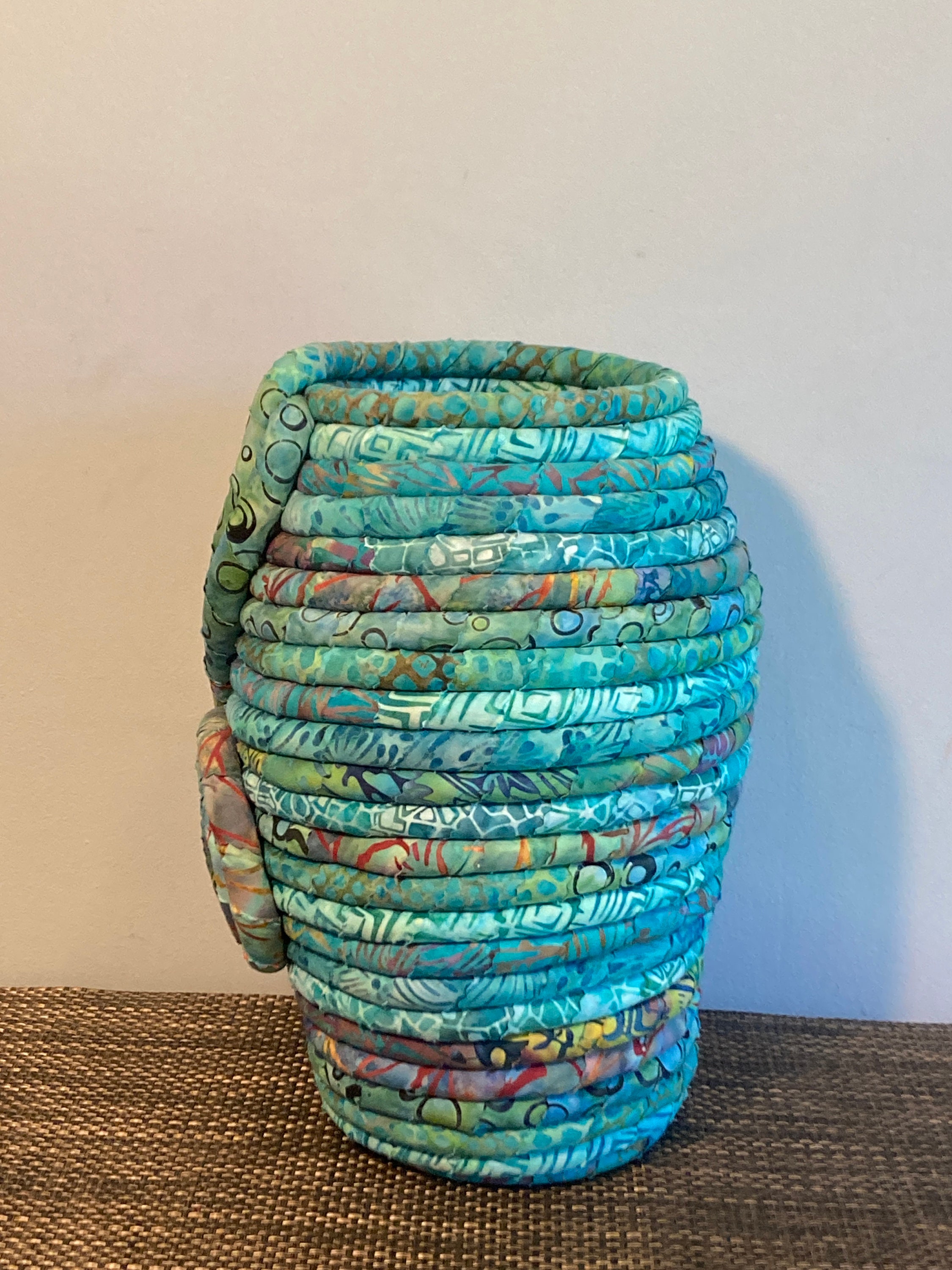 Tall Batik Fabric Wrapped Coiled Basket Pot - Etsy
