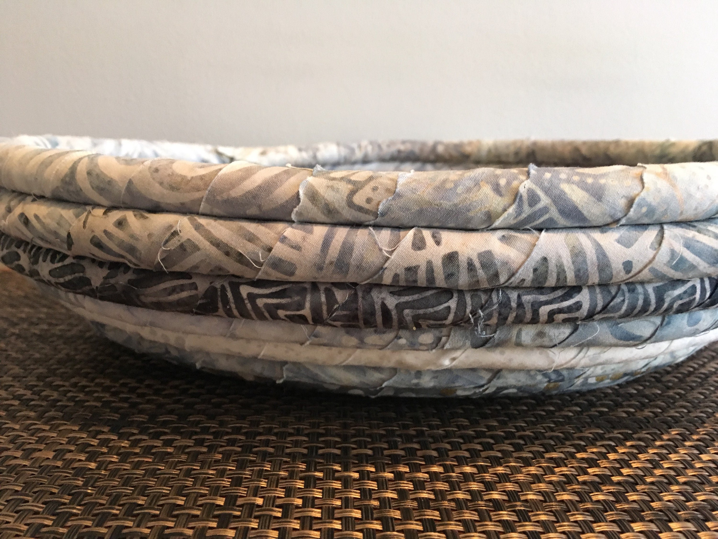 Batik Fabric Coiled Basket in Greys - Etsy