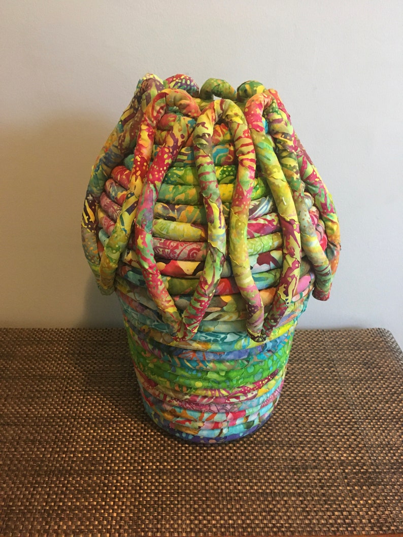 Batik Fabric Coiled Basket Pot - Etsy